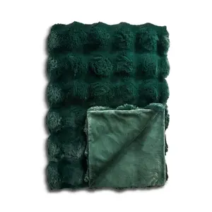 HUDSON PARK COLLECTION Bubble Faux Fur Throw Blanket - Blackened Green