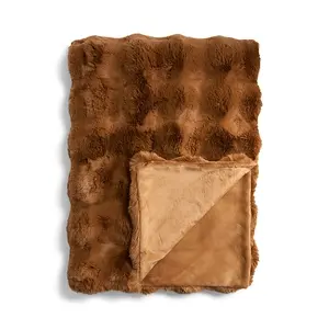 HUDSON PARK COLLECTION Bubble Faux Fur Throw Blanket - Cracked Leather