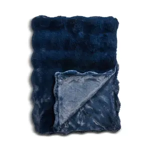 HUDSON PARK COLLECTION Bubble Faux Fur Throw Blanket - Navy