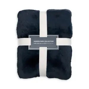 HUDSON PARK COLLECTION Bubble Faux Fur Throw Blanket - Navy