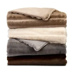 HUDSON PARK COLLECTION Channel Faux Fur Throw Blanket - Cream