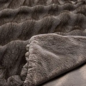 HUDSON PARK COLLECTION Channel Faux Fur Throw Blanket - Gray