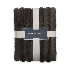 HUDSON PARK COLLECTION Channel Faux Fur Throw Blanket - Gray