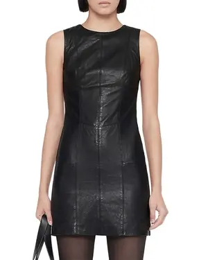 ALLSAINTS Vee Leather Sheath Dress - Black