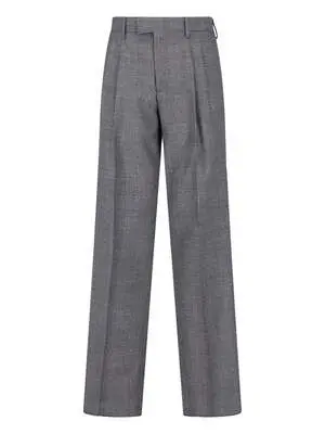 LARDINI Pleated Wide-leg Wool Trousers