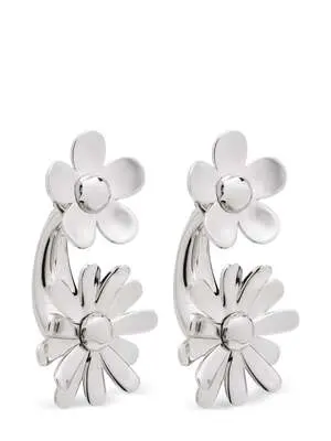 Marc Jacobs Daisy Wild Floral Earrings In Brass With Polished Finish - Silver