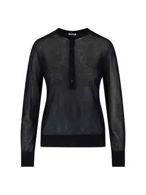 Filippa K Sheer Button-front Long Sleeve Top