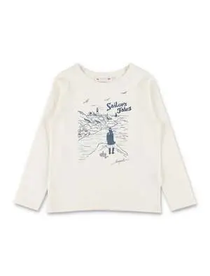 Bonpoint S Magali Mini Sailor Tales Organic Cotton T-shirt - Bianco