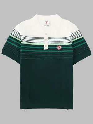 Casablanca Striped Knit Polo Shirt - Multicolour
