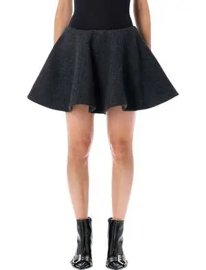 GANNI Wool-cashmere Skirt - Phantom Grey