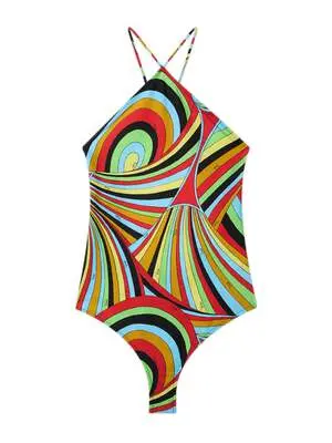 Emilio Pucci Halter Neckline Swimsuit Top With Adjustable Tie Straps And Open Back - Multicolor