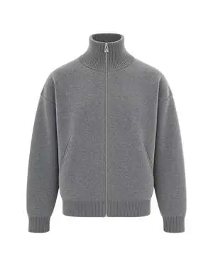 Axel Arigato Medium Wool Blend Drop Shoulder High Neck Sweater - Grey