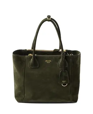 Prada Nova Large Suede Tote Bag - Forest