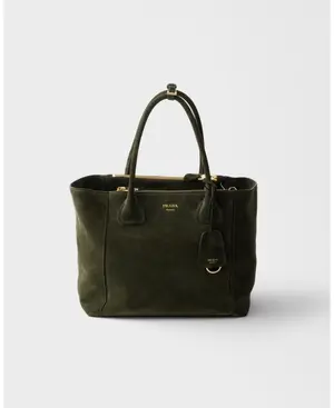 Prada Nova Large Suede Tote Bag - Forest