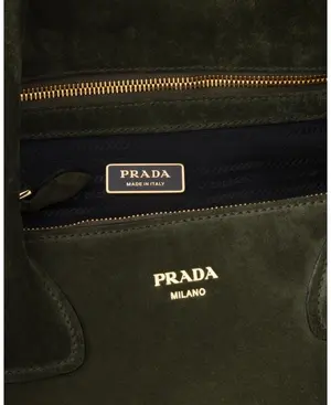 Prada Nova Large Suede Tote Bag - Forest