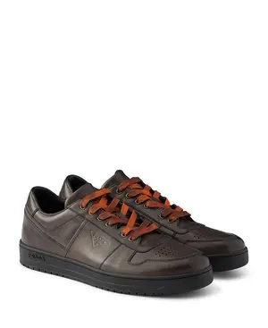 Prada Downtown Aged Leather Sneakers
