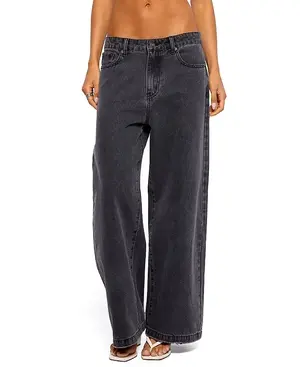 EDIKTED Nichol Low Rise Baggy Jeans - Black-washed