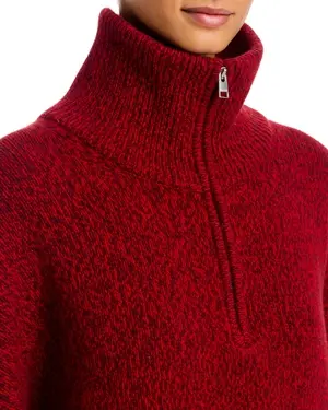 FRAME The Wool Stretch Half Zip Marled Sweater