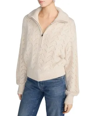 FRAME The Airy Wool & Cashmere Quarter Zip Sweater