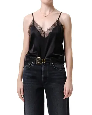 Citizens Of Humanity Hammered Satin Lace Trim Camisole