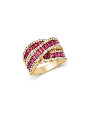 Bloomingdale'S Ruby & Diamond Crossover Ring In 14k Yellow Gold - Ruby/gold