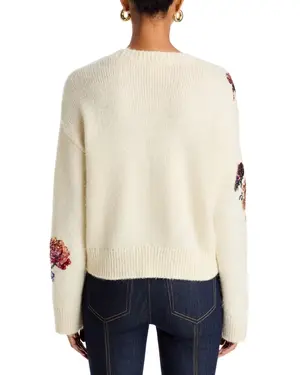 Cinq À Sept Esmerine Sequin Floral Sweater - Ivory/multi