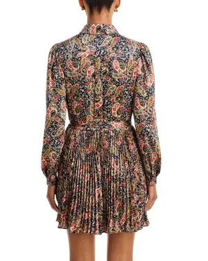 Cinq À Sept Reynolds Printed Pleated Skirt Shirt Dress