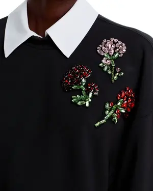 Cinq À Sept Justina Rhinestone Roses Layered Sweater