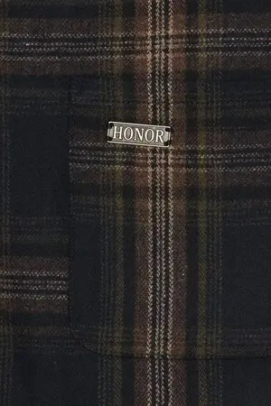HONOR THE GIFT Plaid Flannel Long Sleeve Overshirt - Navy