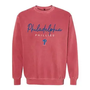 SOFT AS A GRAPE Philadelphia Phillies Pigment Dye Crewneck Sweatshirt - Red
