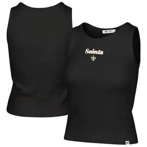 '47 New Orleans Saints Cropped Straight Cut Ribbed Baby Tank Top - Black