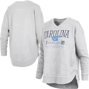 PRESSBOX North Carolina Tar Heels Marcus East Hall Poncho V-neck Sweatshirt - Heather Gray