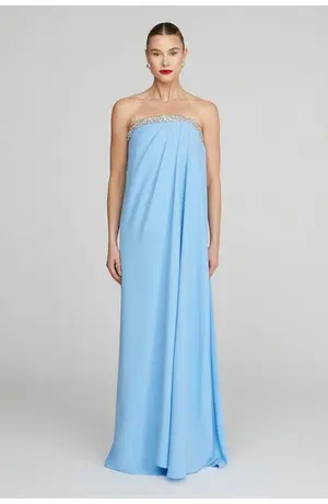Halston Fleur Strapless Gown - Hydrangea