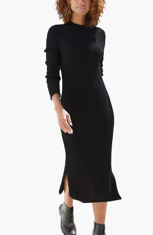 LASCANA Cable Knit Sweater Dress Black