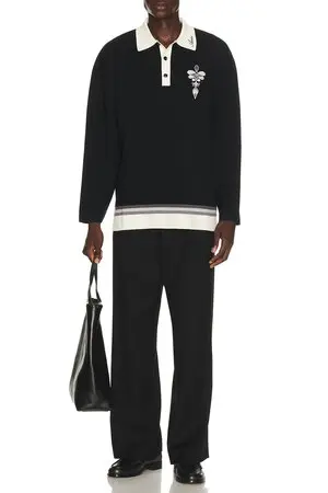 Amiri Lasso Knit Os Long Sleeve Polo