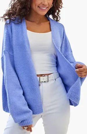 LASCANA Cozy Open Front Cardigan - Blue