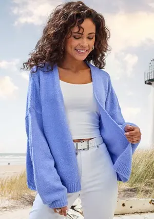 LASCANA Cozy Open Front Cardigan - Blue