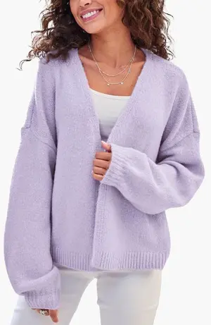 LASCANA Cozy Open Front Cardigan - Lilac