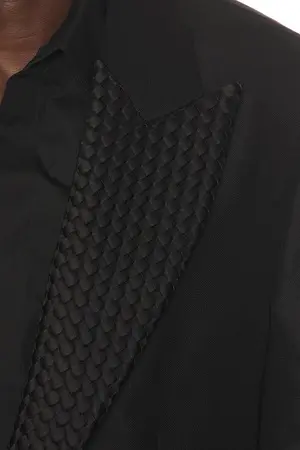 Bottega Veneta Mohair Wool Jacket Intrecciato Lapel - Double Black