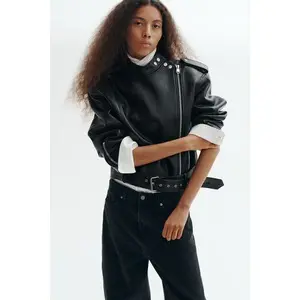 H&M Coated Biker Jacket - Black