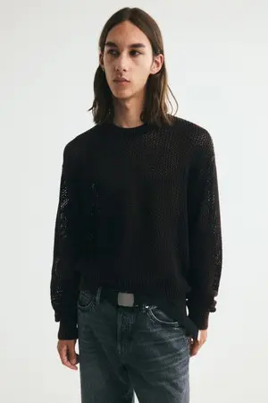 H&M Loose-fit Open-knit Cotton Sweater