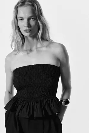 H&M Bandeau Peplum Top - Black