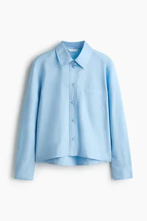 H&M Oversized Poplin Shirt - Light Blue