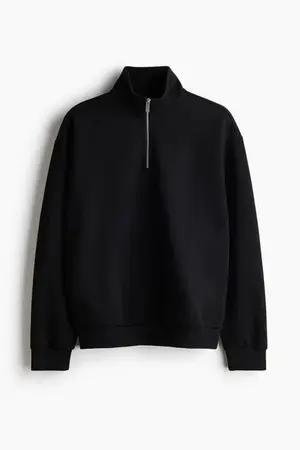 H&M Relaxed-fit Half-zip Sweatshirt - Black