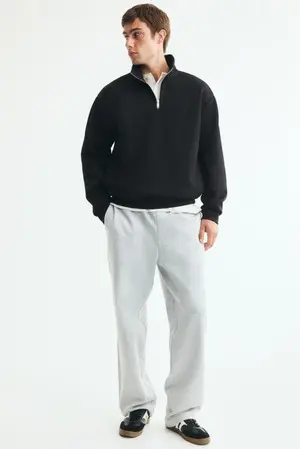 H&M Relaxed-fit Half-zip Sweatshirt - Black
