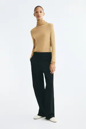 H&M Straight-leg Twill Pants - Black