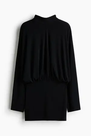 H&M Batwing-sleeved Tie-detail Dress - Black