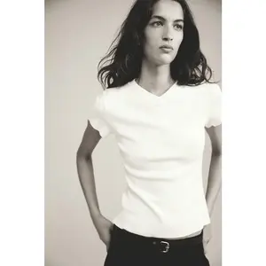 H&M Fine-knit Viscose-blend T-shirt - Cream