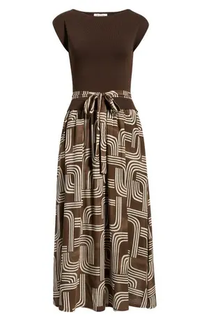 ZOE AND CLAIRE Twofer Tie Waist Midi Dress