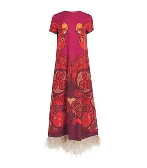 La DoubleJ Silk Twill Swing Maxi Dress - Red